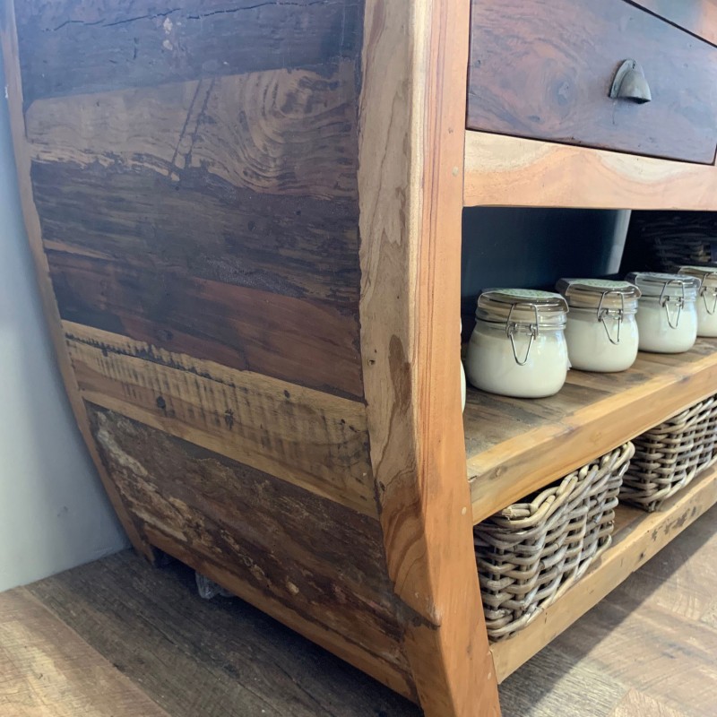Mesa central de madera reciclada - 180x60x80cm - MUEBLES MADERA BAL...